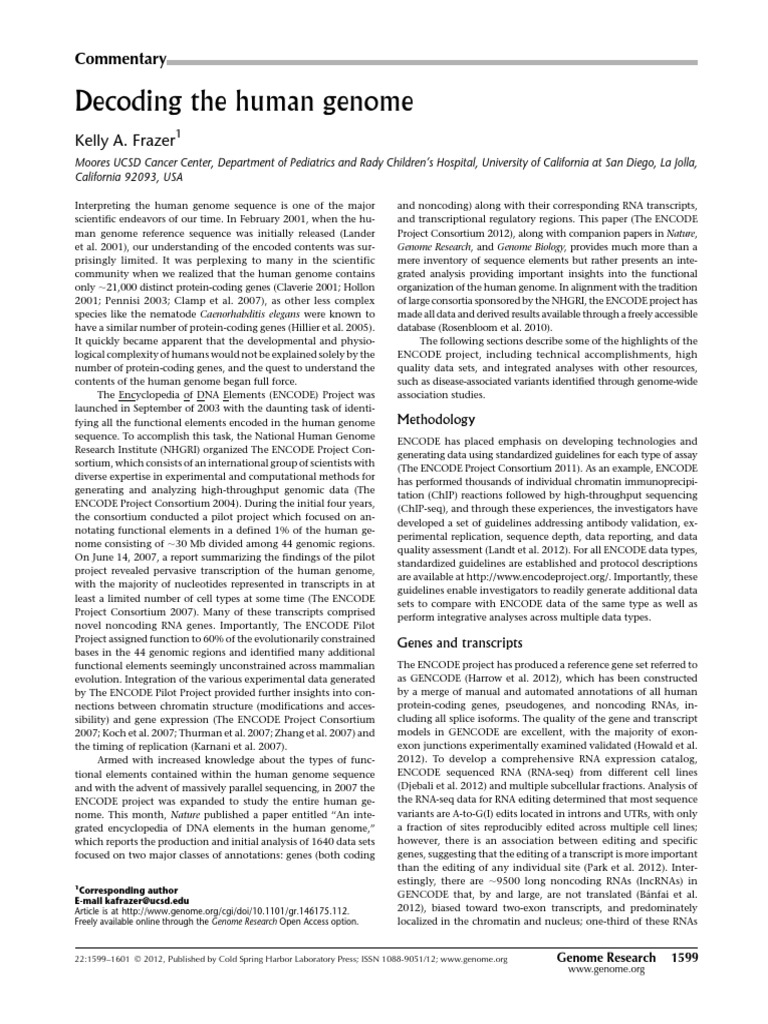 Insights from the ENCODE Project | PDF | Human Genome | Gene