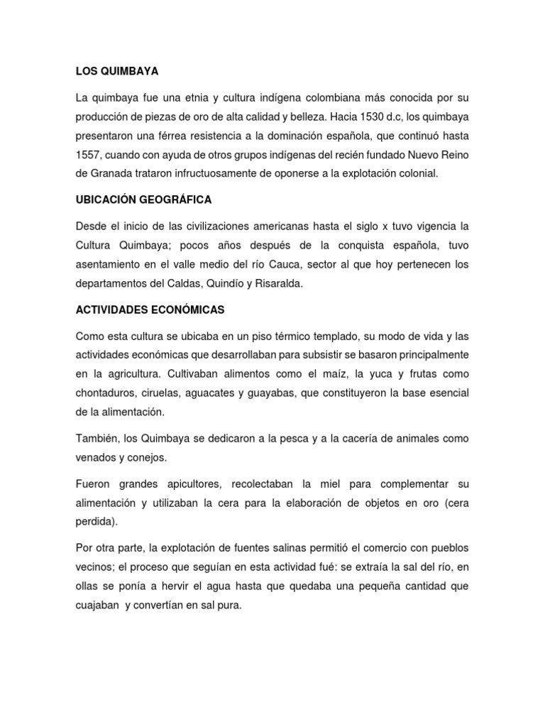 Los Quimbaya | PDF | Cultura (general)