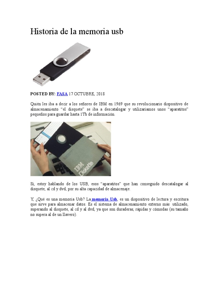 Historia de La Memoria Usb | Descargar gratis PDF | Memoria USB | USB