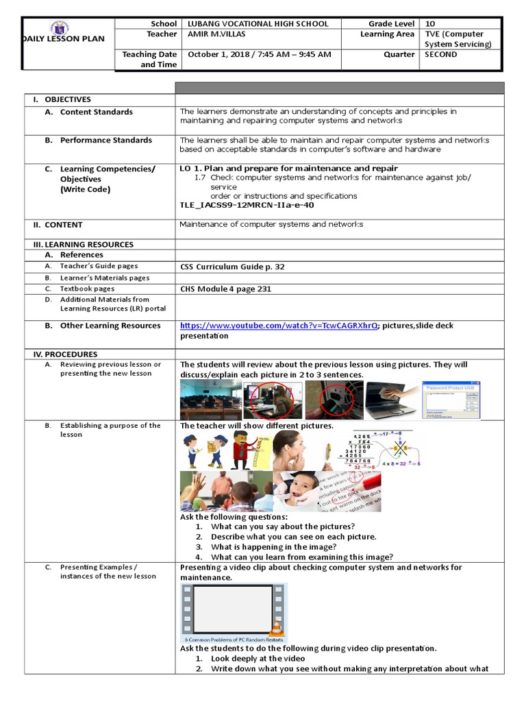 Demonstration Lesson Plan For Grade 10 Troubleshooting | PDF | Computer ...