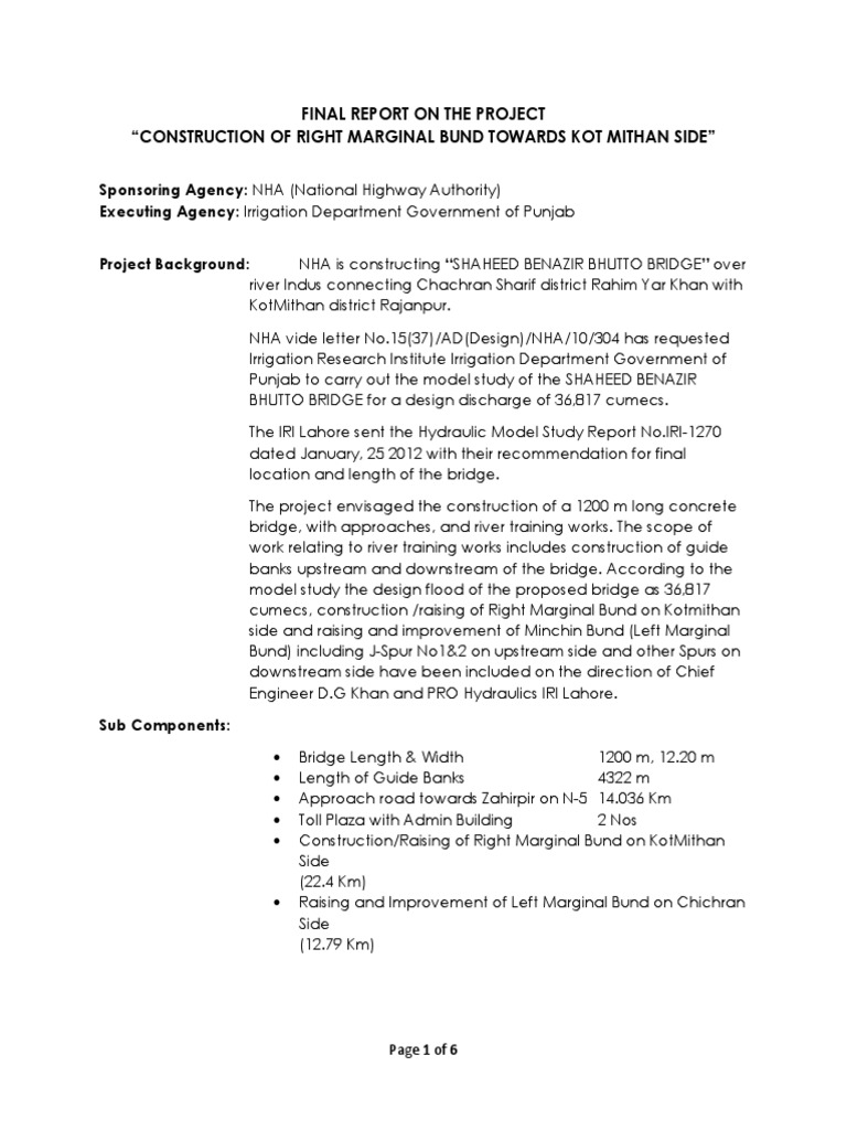 Right Marginal Bund Report | PDF | Technology & Engineering