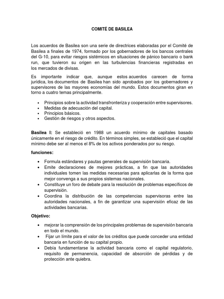 Comité de Basilea | PDF | Bancos | Business