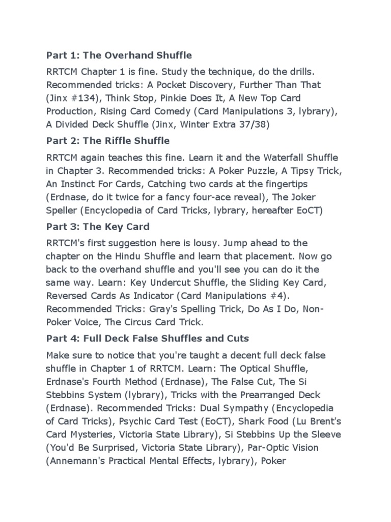 Royal Road Study Guide | PDF | Magic (Illusion) | Playing Cards