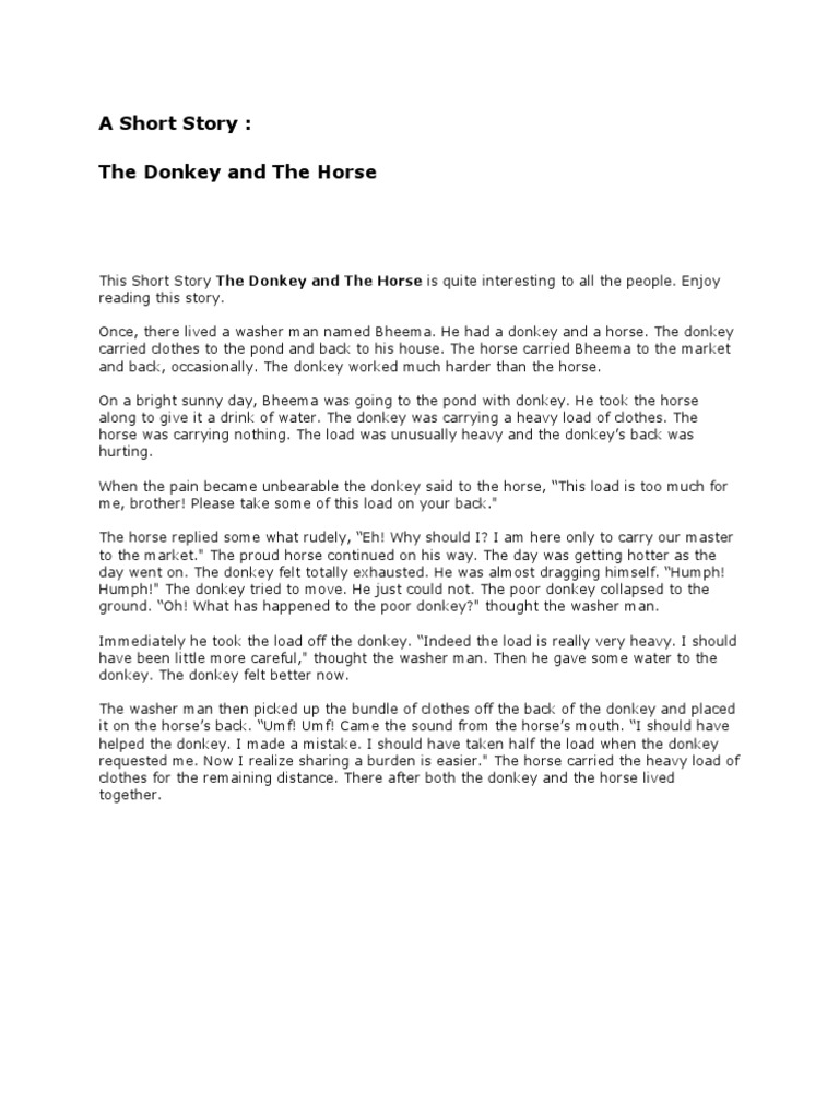 The Donkey and The Horse: A Moral Tale | PDF | Poetry