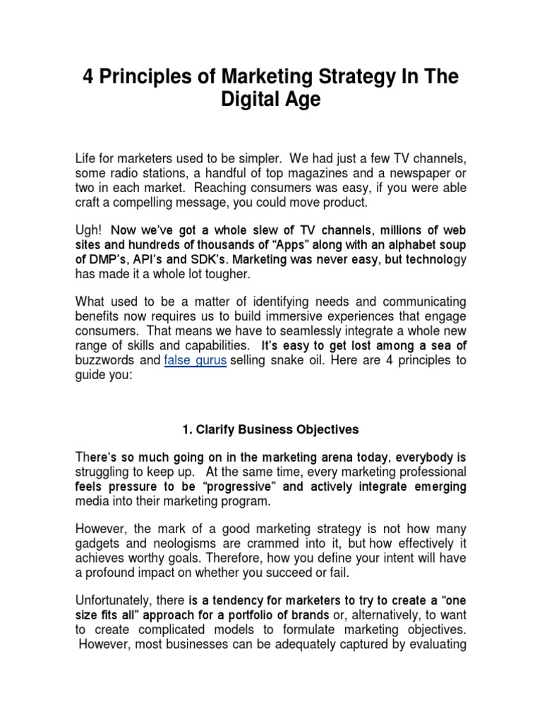 4 Principles of Marketing Strategy in The Digital Age PDF | PDF ...