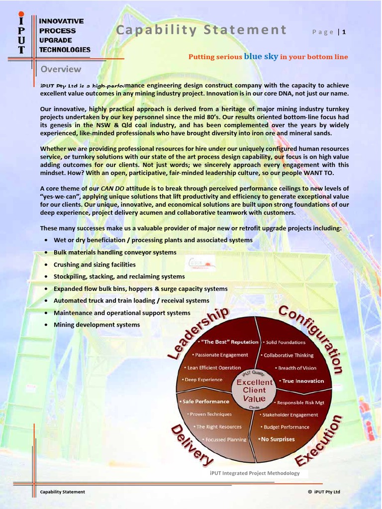 IPUT Capability Statement | PDF | Coal Mining | Mining