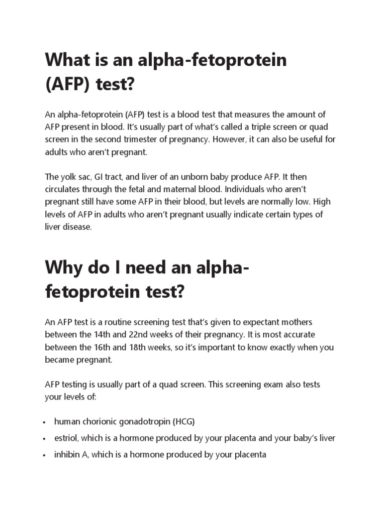 What Is An Alpha Fetoprotein Test | Download Free PDF | Pregnancy ...
