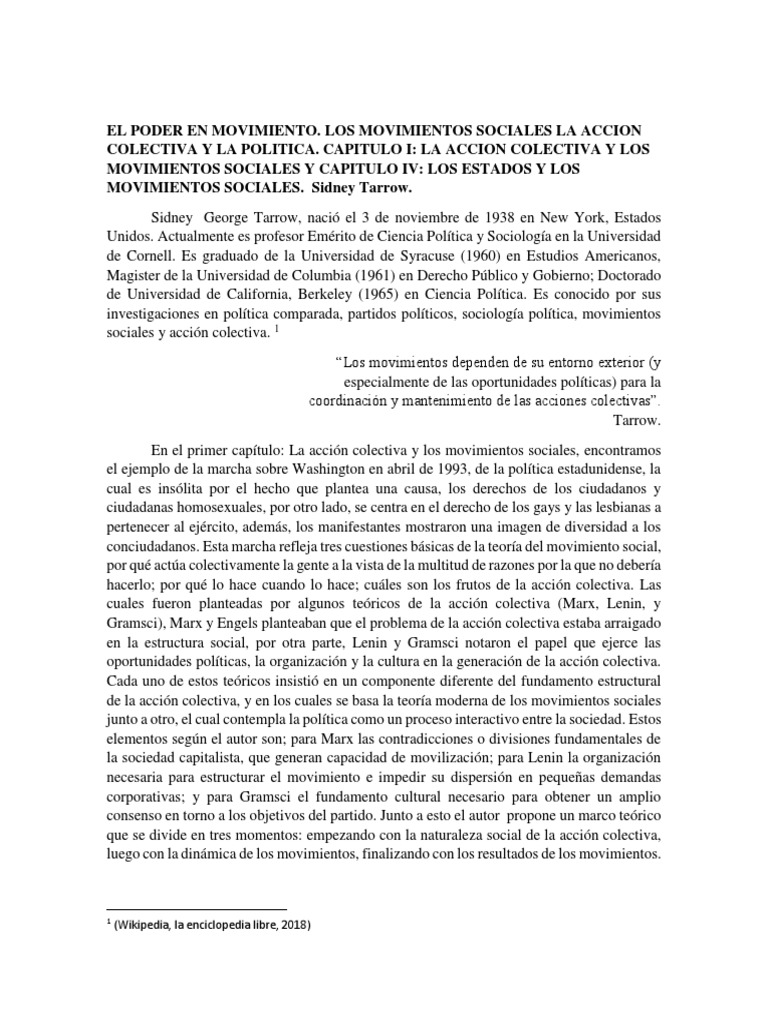 El Poder en Movimiento Sidney Tarrow | Descargar gratis PDF | Acción ...