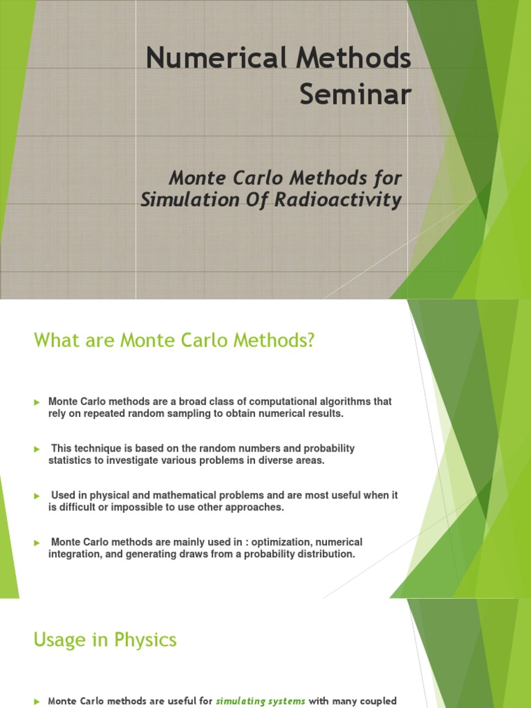 Simulation of Radioactive Decay Using Monte Carlo Methods: An Introduction to Modeling ...