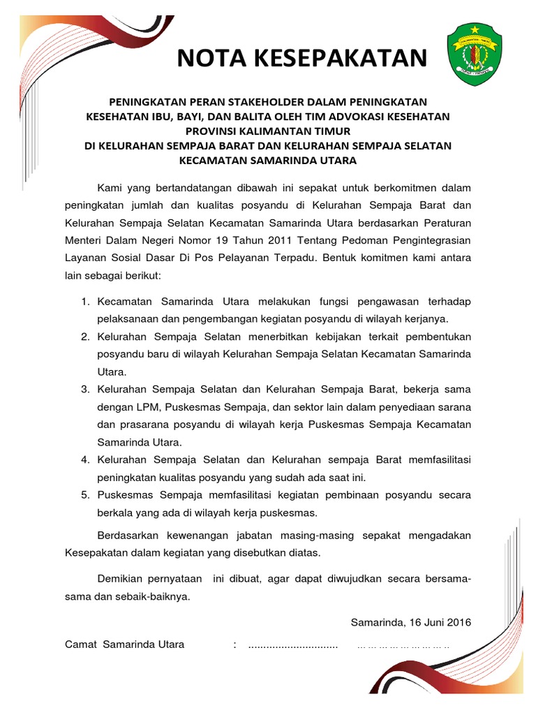 Nota Kesepakatan Advokasi | PDF
