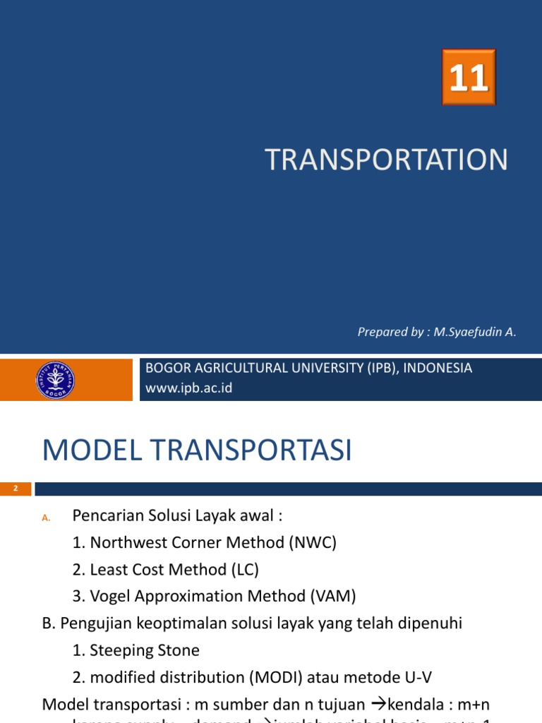 Model Transportasi dan Biaya Optimal | PDF