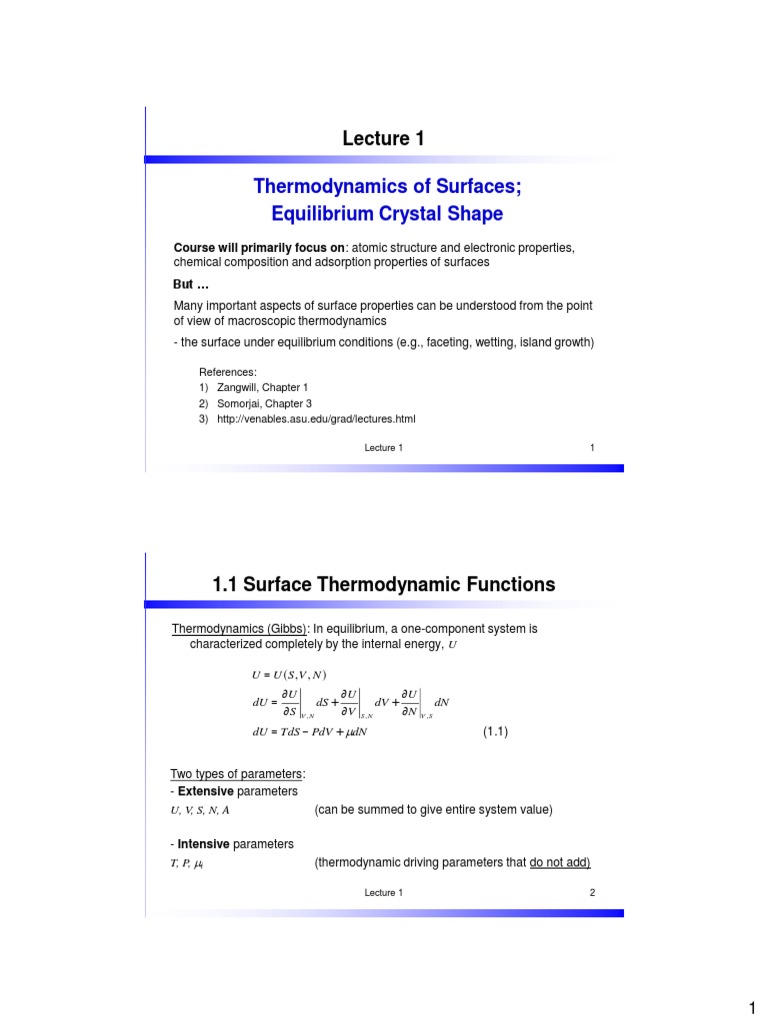 Lecture1 Intro Thermodynamics | PDF | Wetting | Surface Tension