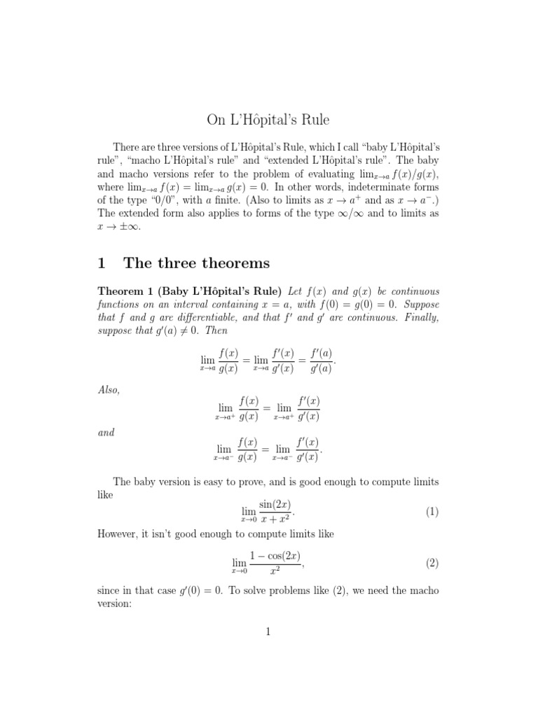 On L'H Opital's Rule: X A X A X A + | PDF | Logical Consequence | Logic