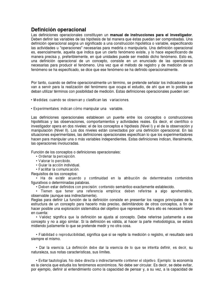 Definición Operacional | PDF | Medición | Validez (Estadísticas)