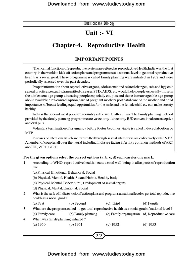 NEET UG Biology Reproductive Health | PDF | In Vitro Fertilisation ...