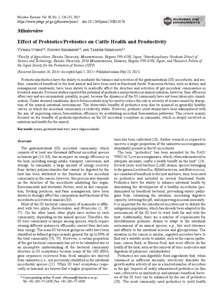Effect of Probiotics/Prebiotics On Cattle Health and Productivity | PDF ...
