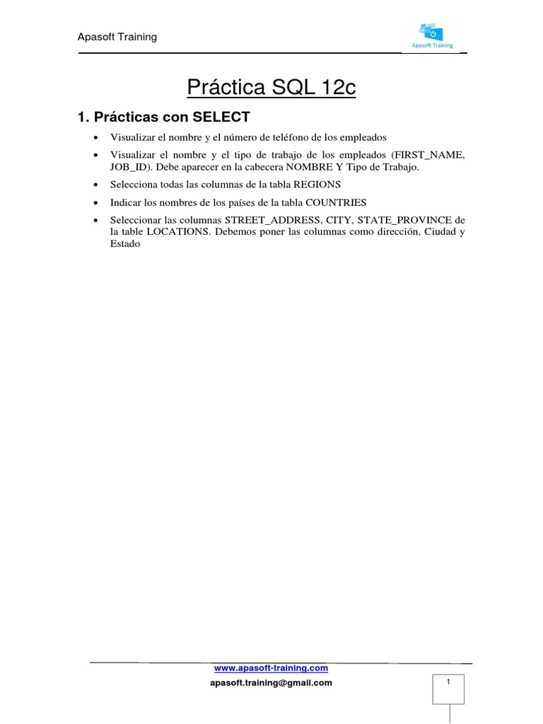 1 Practica Select SQL | PDF | Bases de datos | Modelo de datos