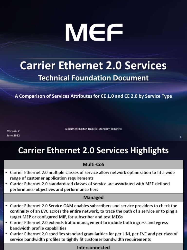 Carrier Ethernet 2.0 Services: Technical Foundation Document | PDF ...