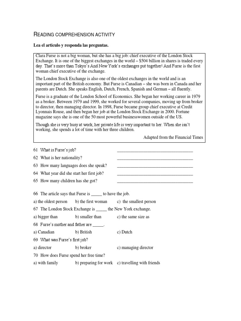 Lectura Comprensiva Inglés | PDF | Economies | Business