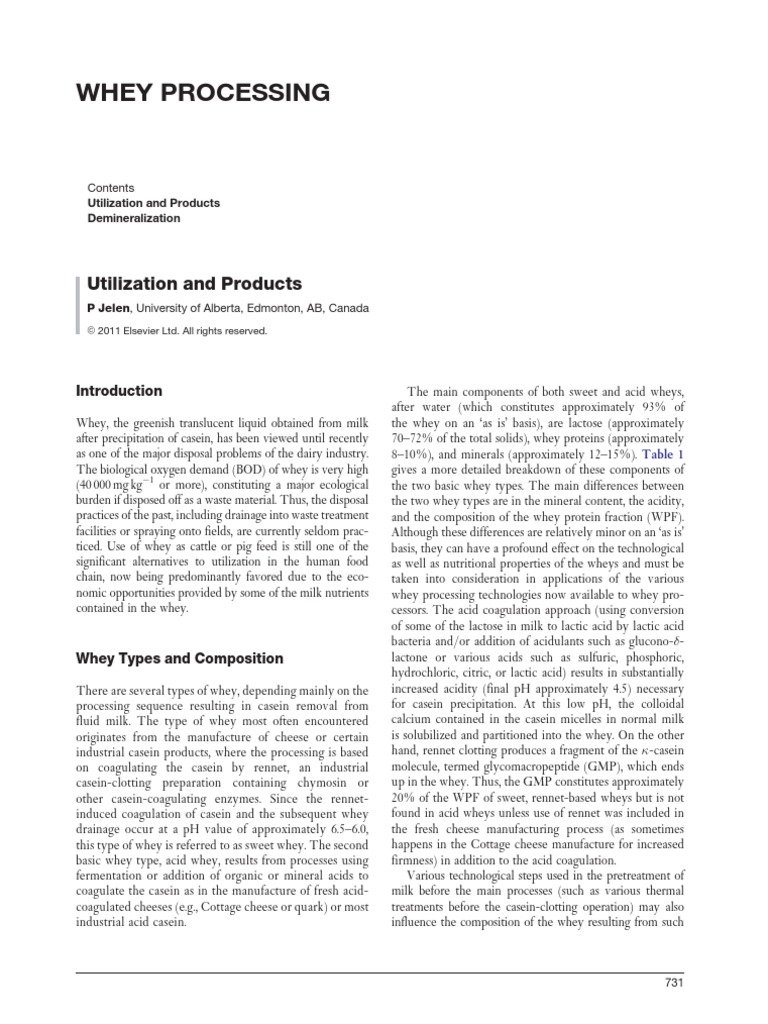 Whey Processing: Utilization and Products | PDF | Milk | Fermentation