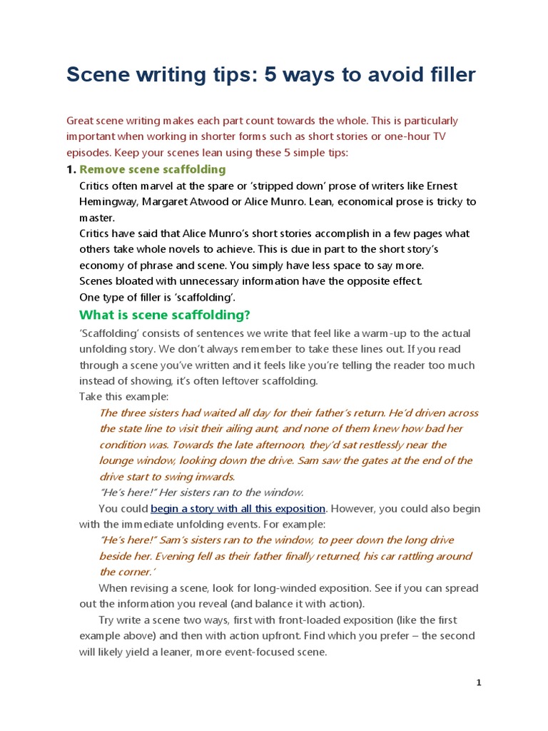 Scene Writing Tips (Filler) Hum | PDF