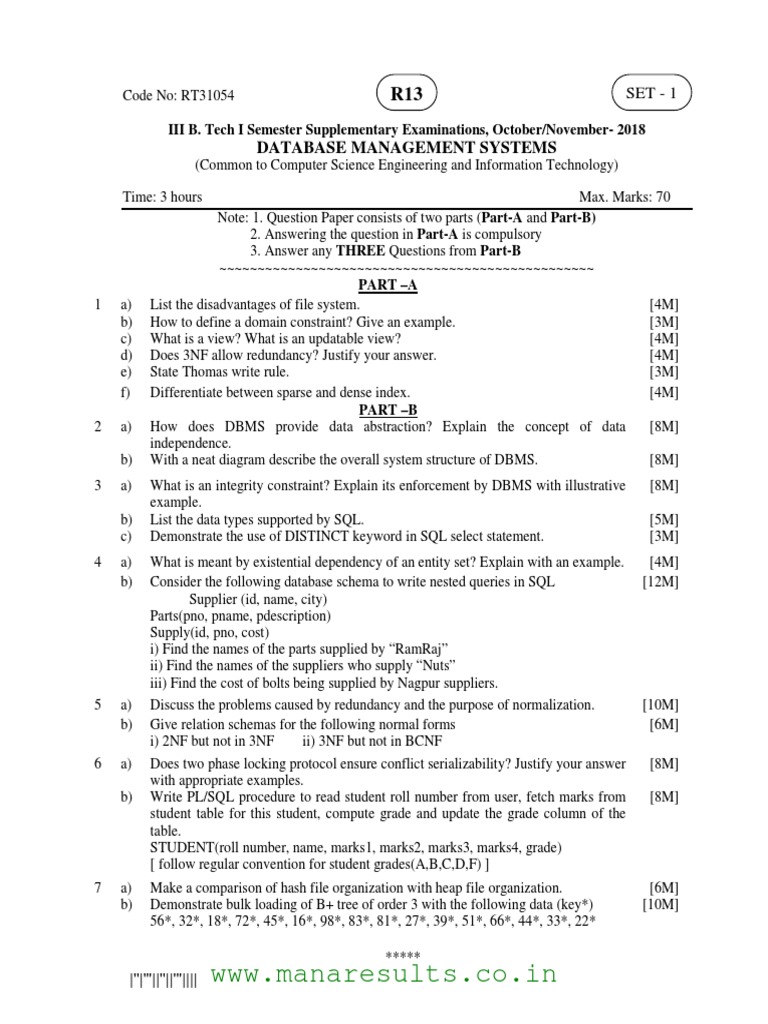 Dbms Paper 2018 | PDF | Sql | Databases Dbms Paper 2018 | PDF | Sql | Databases
