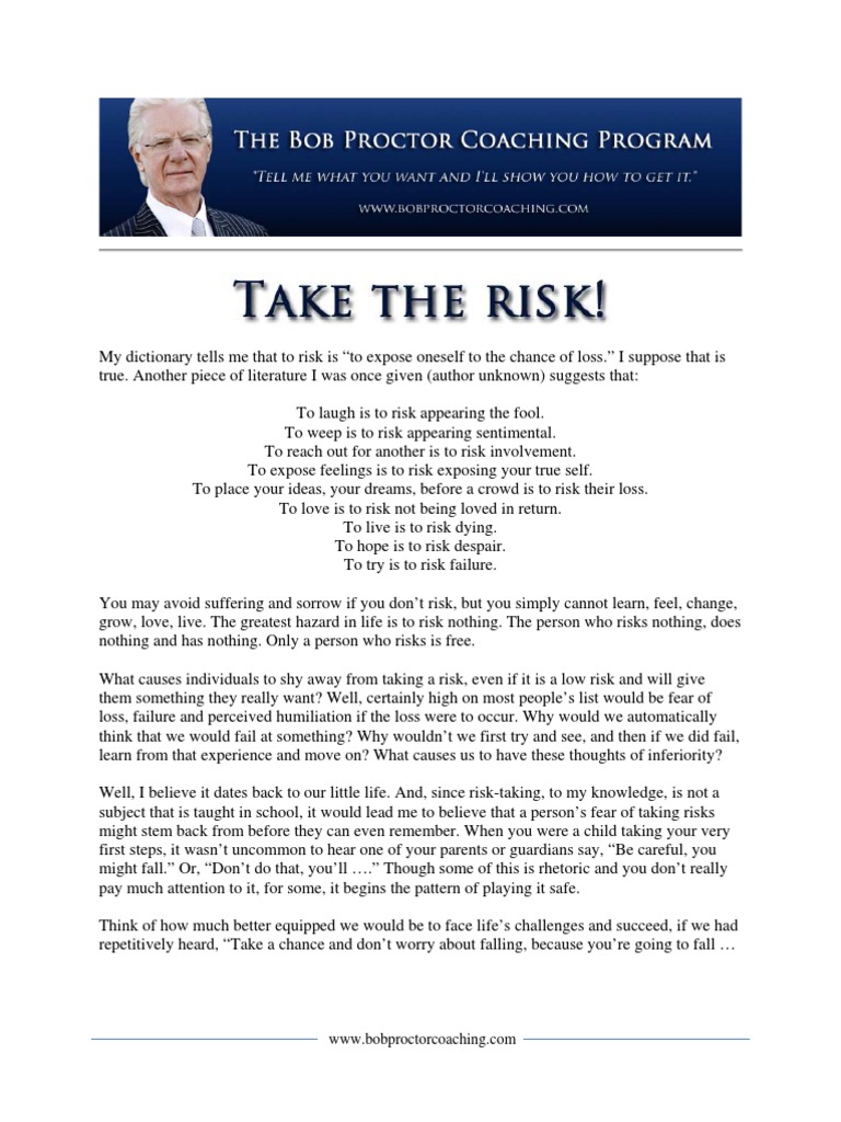 Take The Risk | PDF | Risk | Learning
