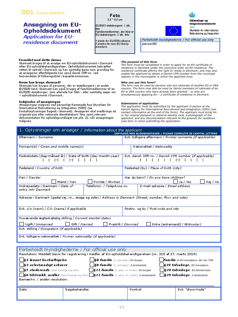 Denmark OD1 Form | PDF | Social Institutions | Social Science