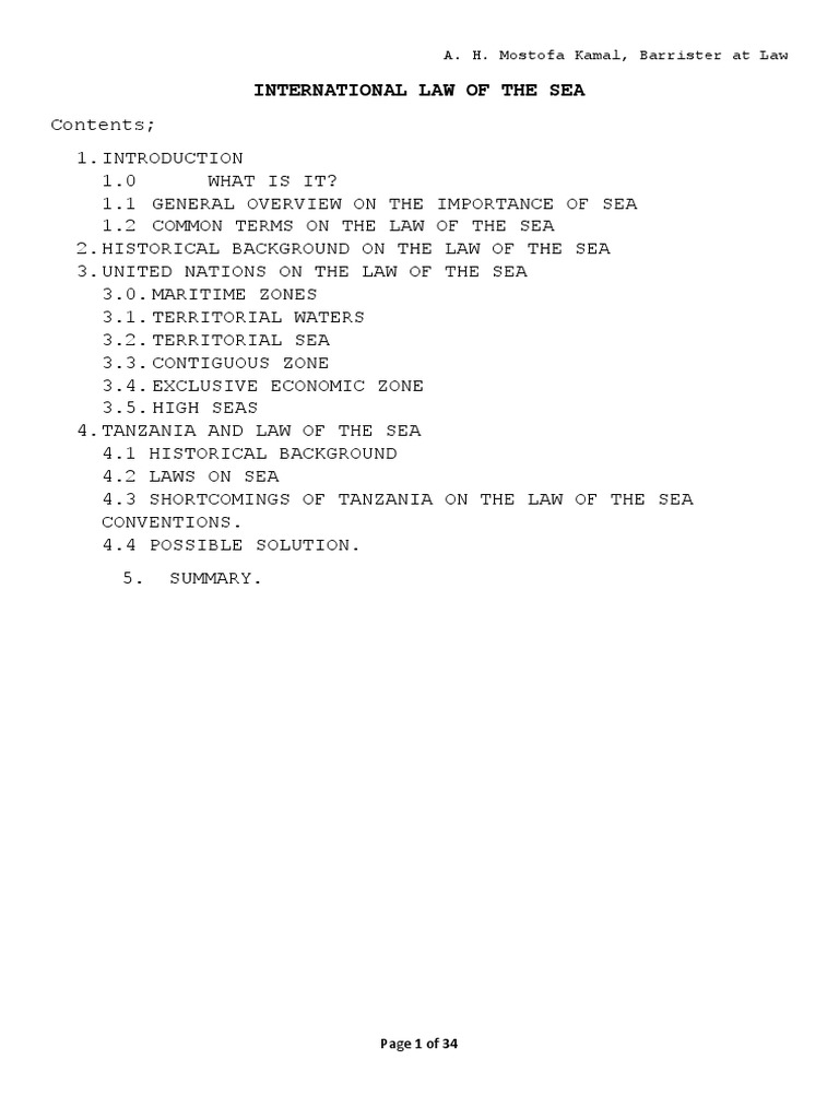 Law of The Sea Notes | PDF | Territorial Waters | Exclusive Economic Zone