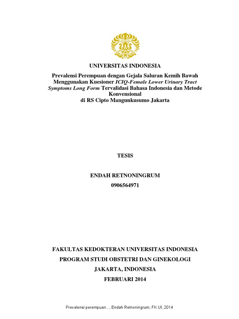 Prevalensi Perempuan Dengan Gejala LUTS, Endah PDF | PDF