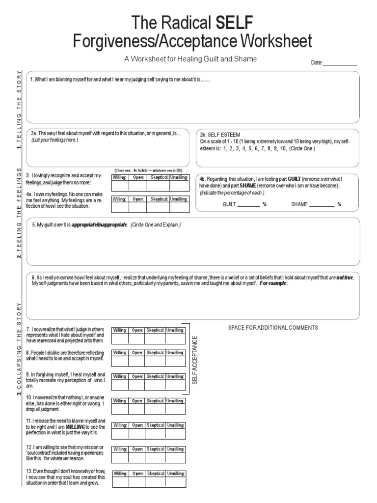 Self Forgiveness Self Acceptance Worksheet PDF | PDF | Shame | Forgiveness