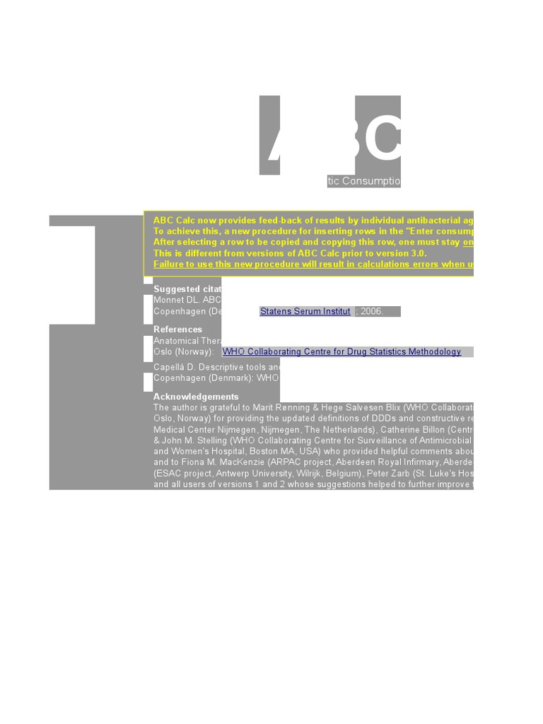 ABC Calc: Antibiotic Consumption Calculator | PDF | Antibiotics | Drugs