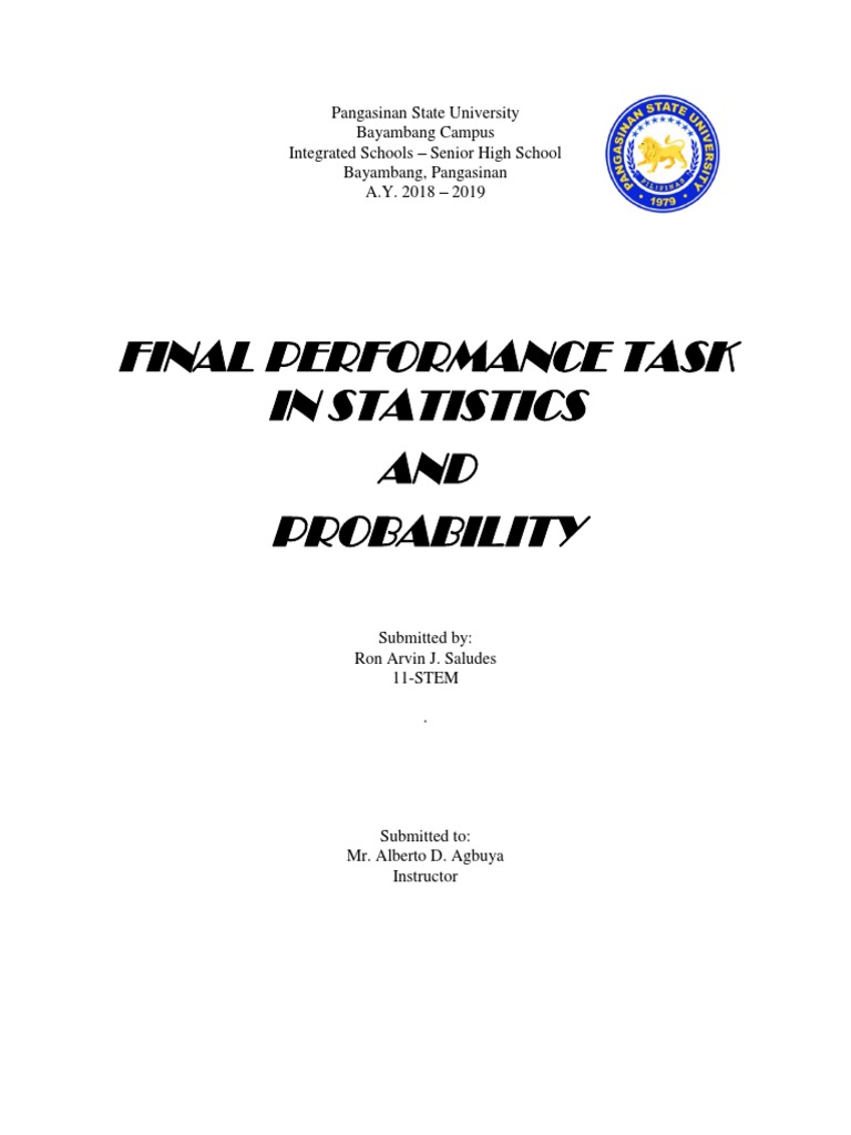 Final Performance Task in Statistics AND Probability | PDF | Correlation And Dependence ...