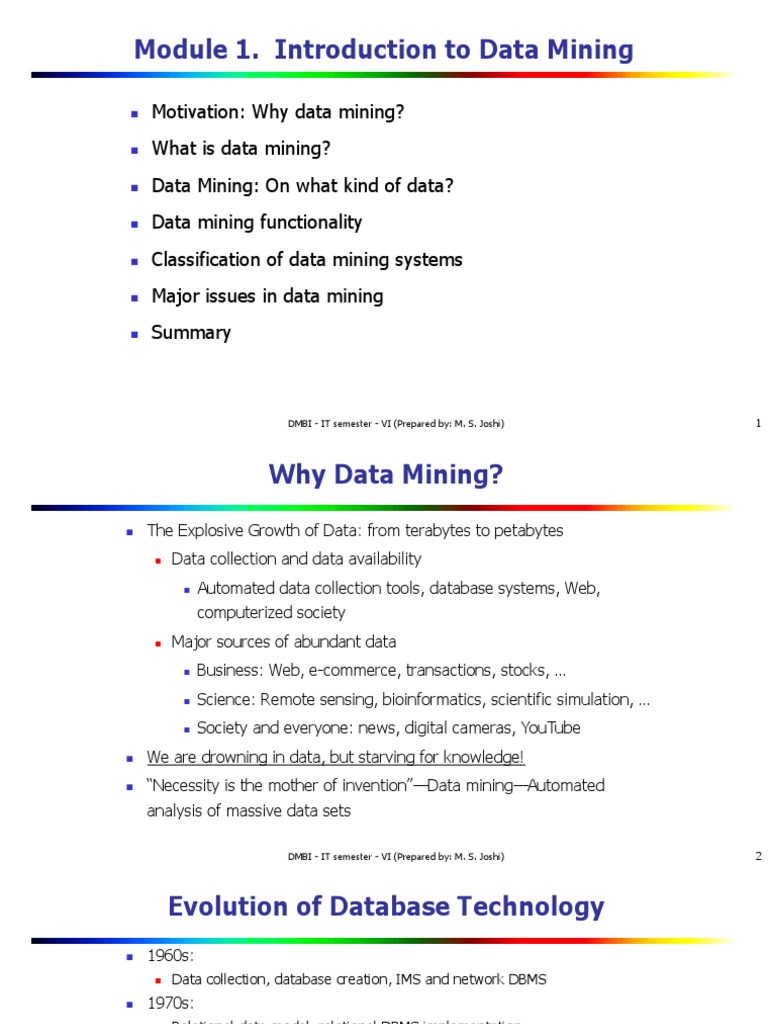 01 DMBI Module 01 (Introduction) PPT-compressed | PDF | Data Mining ... 01 DMBI Module 01 (Introduction) PPT-compressed | PDF | Data Mining ...