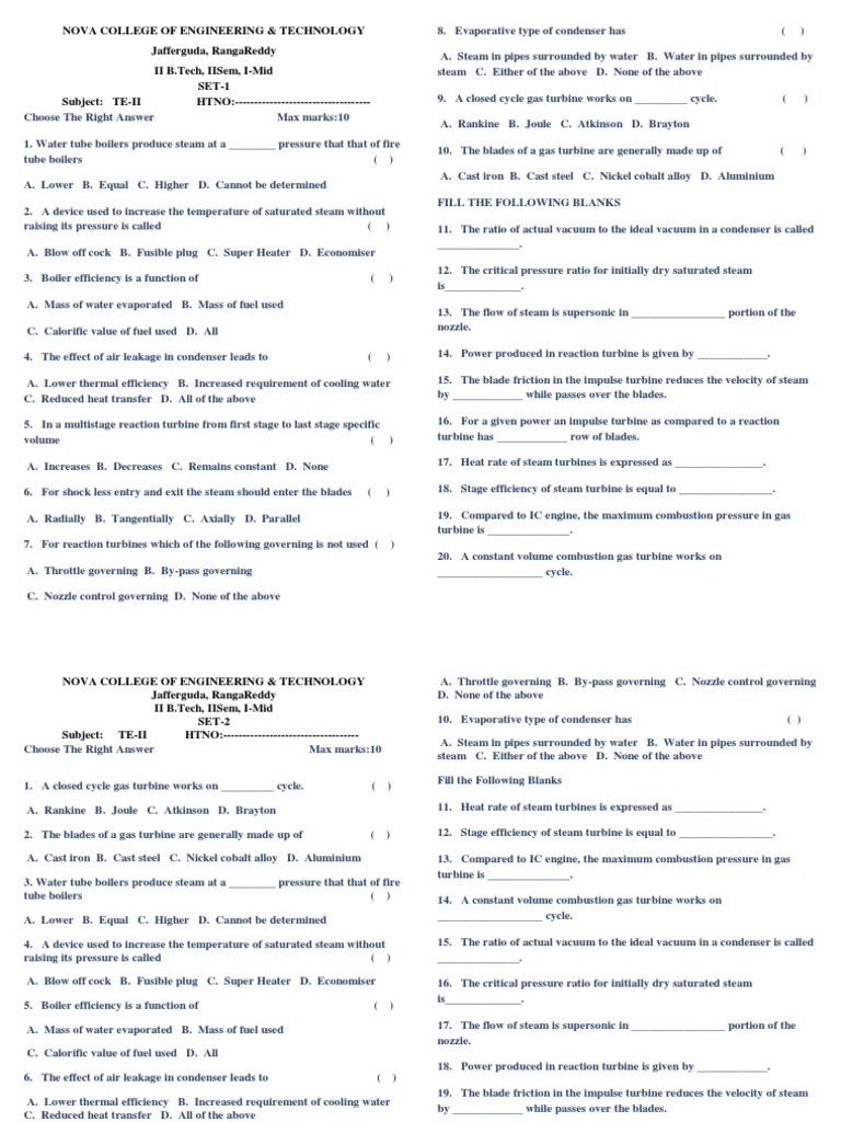 Te II Mid I.objective | PDF | Boiler | Steam