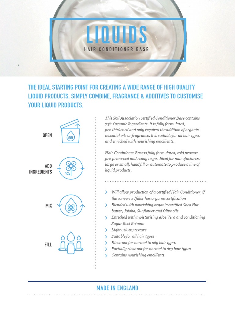 Hair Conditioner Base Guide Recipe | PDF | Packaging And Labeling | Perfume
