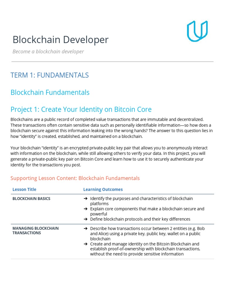 Blockchain Developer: Term 1: Fundamentals | PDF | Public Key ...