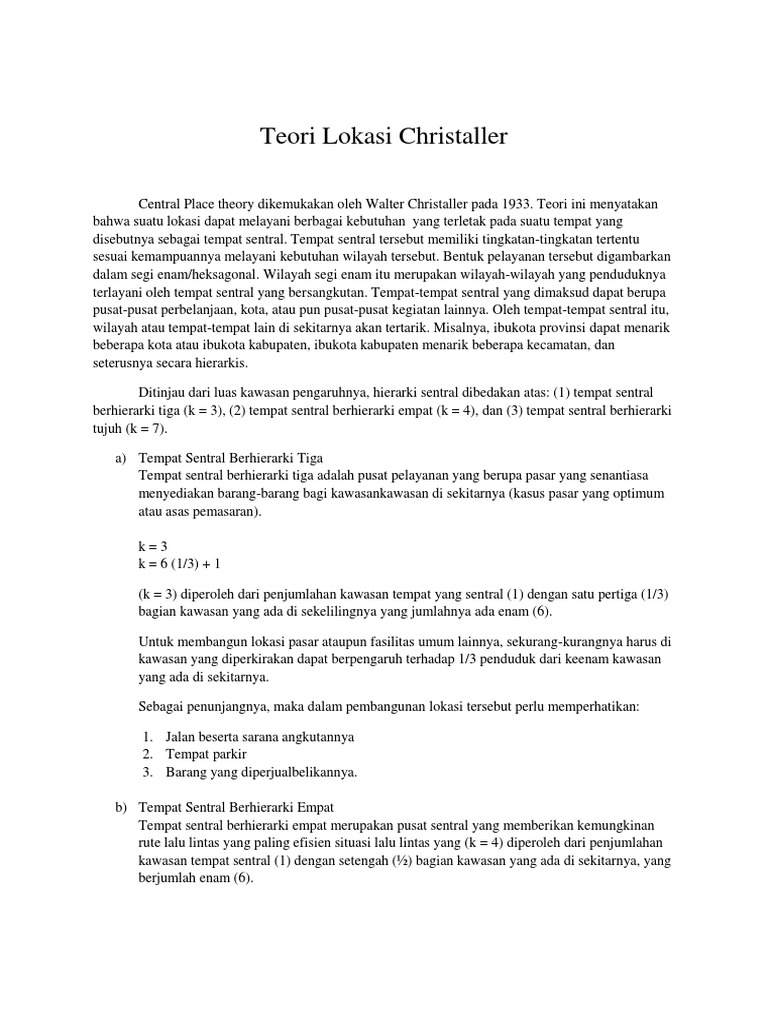 Teori Lokasi Christaller | PDF