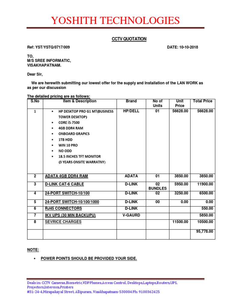 Server Desktop Quotation | PDF | Manufactured Goods | Computer Engineering