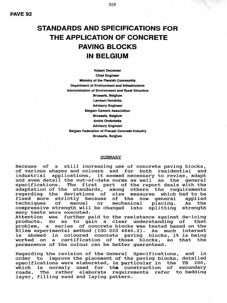 Specifications of The Application of Class Concrete Paving Blocks | PDF ...