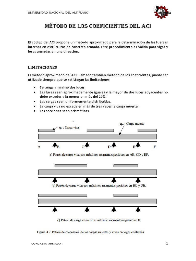 Metodo de Los Coeficientes Del Aci | Concreto reforzado | Elasticidad ...