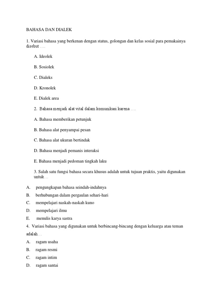 Bahasa Dan Dialek | PDF | Kajian Bahasa Asing | Seni