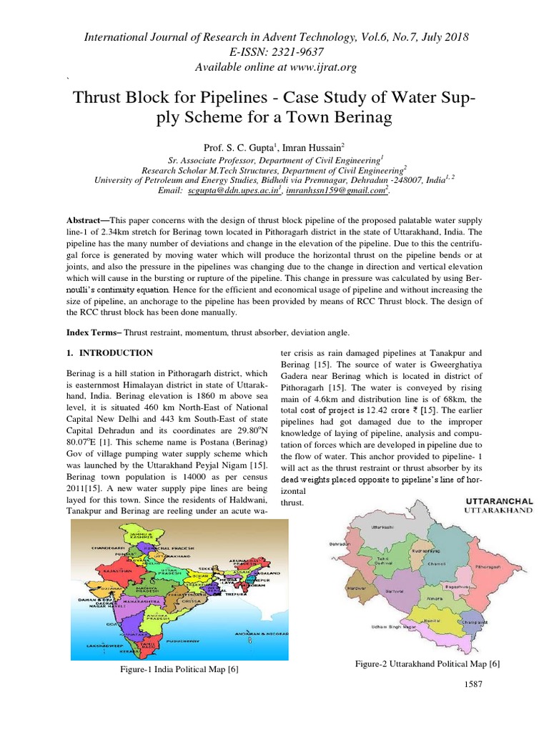 Thrust Block For Pipelines - Case Study of Water Sup-Ply Scheme For A ...