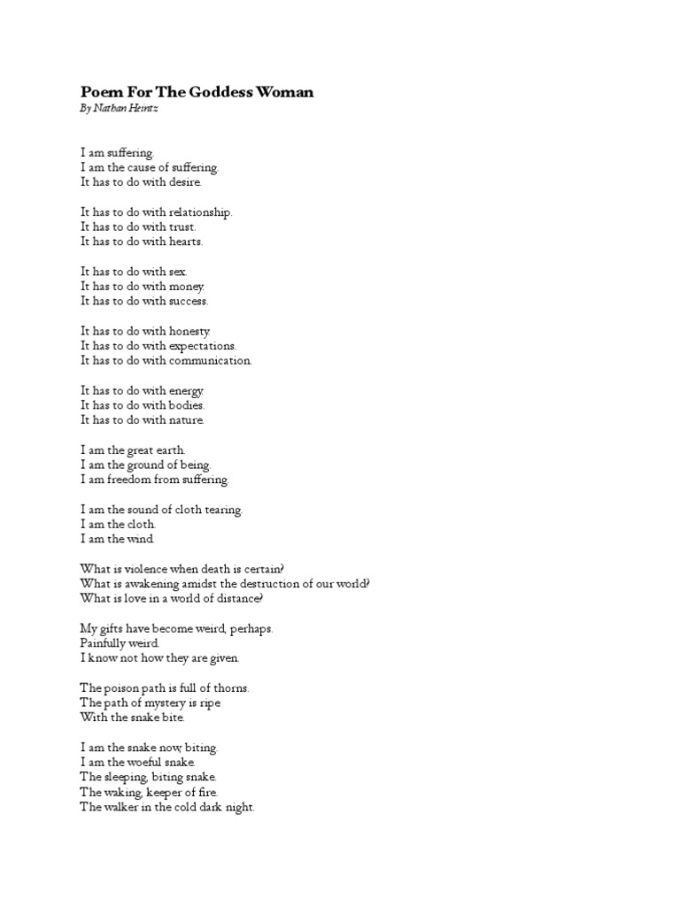Poem For The Goddess Woman | PDF