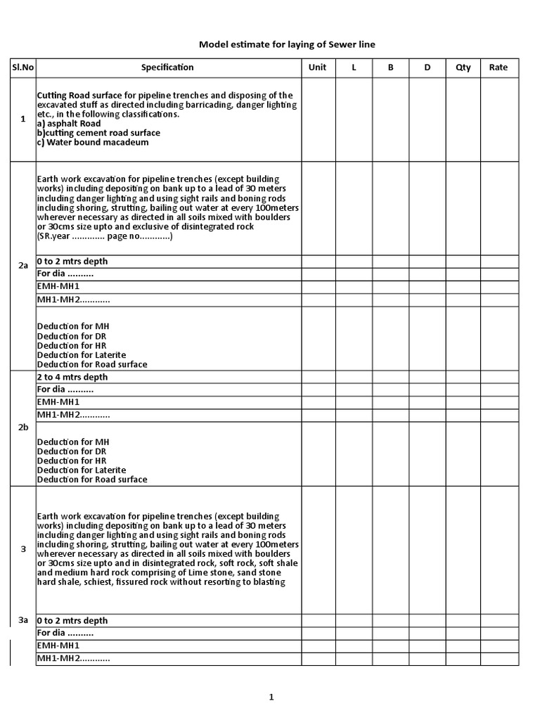 Water Pipeline Construction Estimate | PDF | Pipe (Fluid Conveyance ...