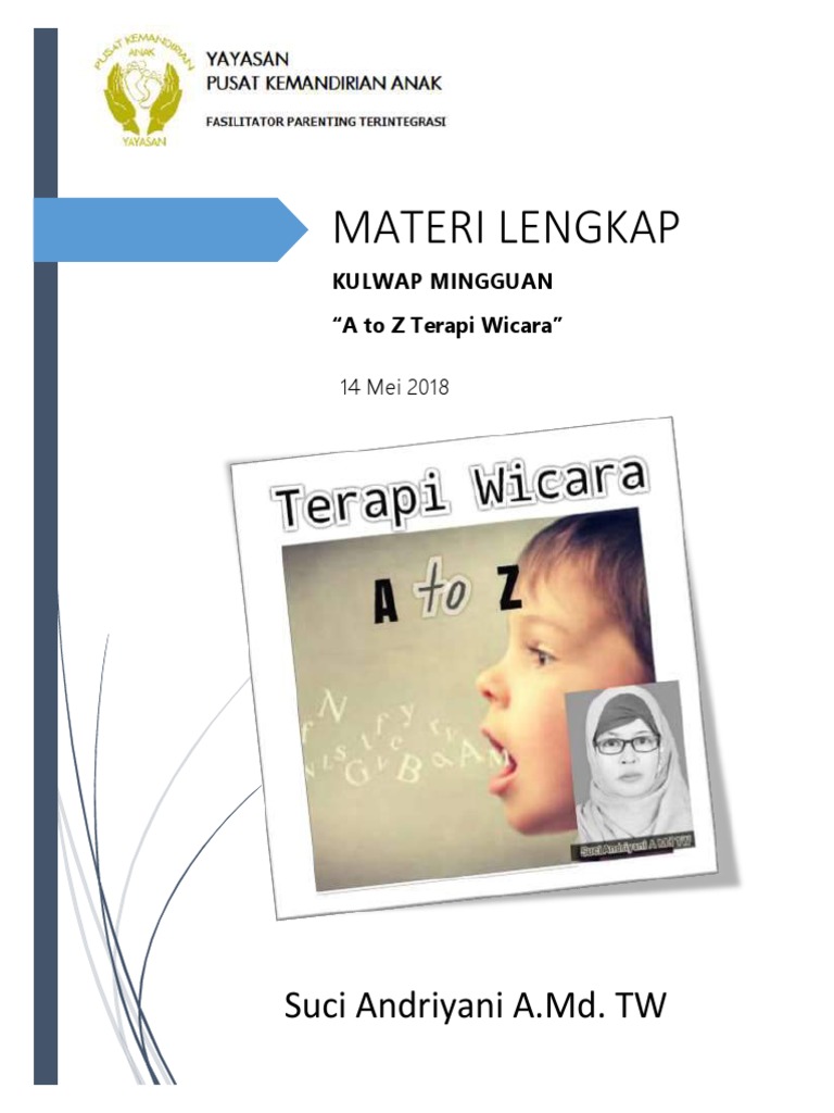 Materi Lengkap Kulwap YPKA - Terapi Wicara | PDF