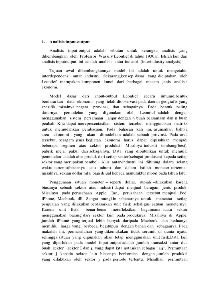 Analisis Input-Output Leontief: Model dan Aplikasi | PDF | Metode & Bahan Ajar