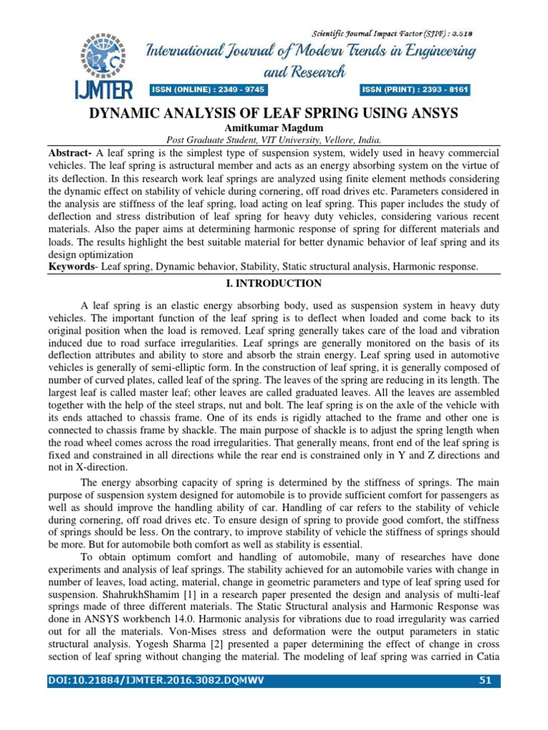 Dynamic Analysis of Leaf Spring | PDF | Composite Material | Suspension ...