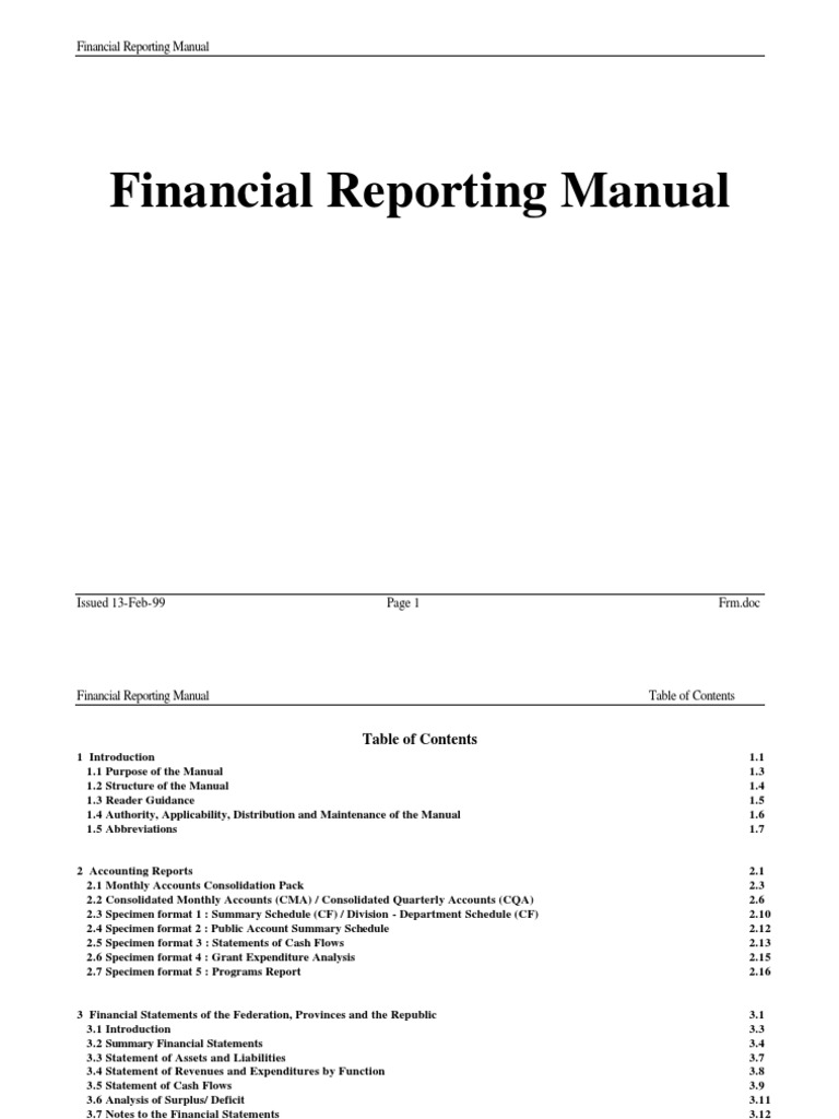 Financial Reporting Manual PDF | PDF