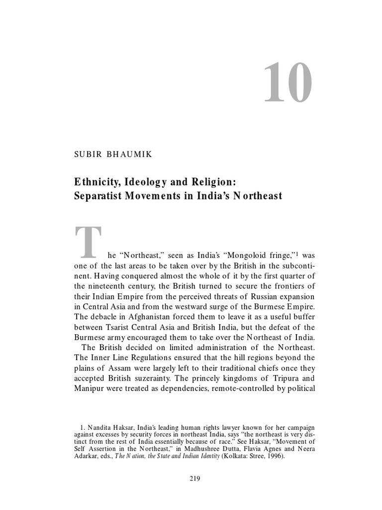 Ethnicity, Ideology and Religion: Separatist Movements in India's ...
